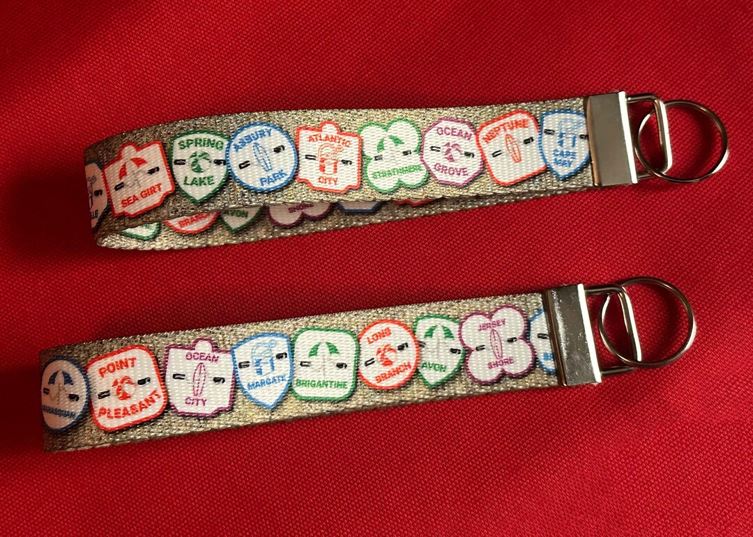 6" X 1" Beach Badge Webbing Key Fob Keychain Lanyard (qty. 1), Jersey ...