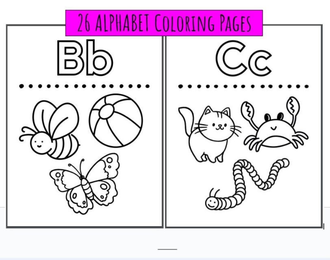 Alphabet Coloring Pages for Kids, Minimalist Coloring Book, Preschool ...