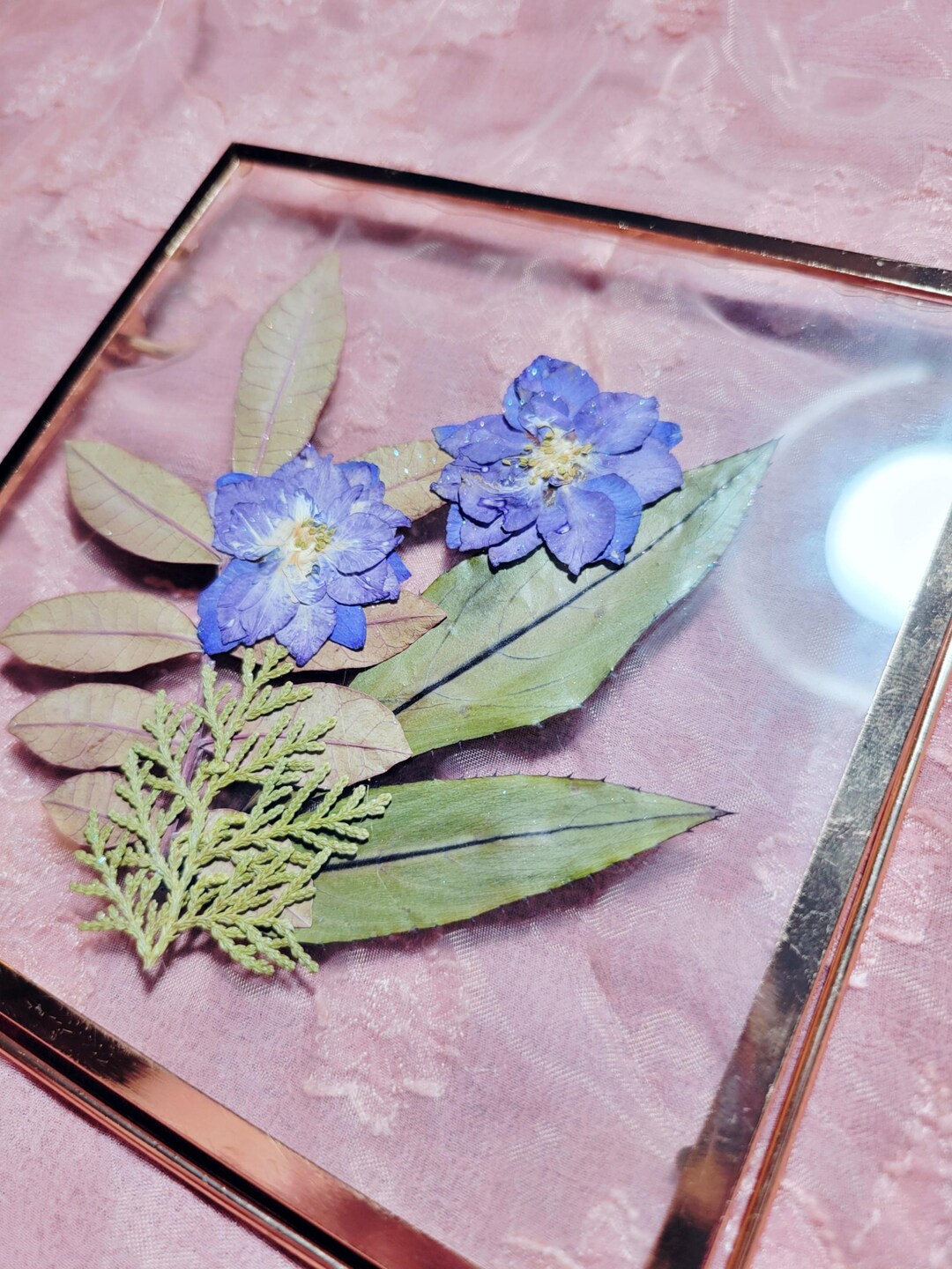 Pressed Real Purple Flower Floating Gold Frame - Etsy