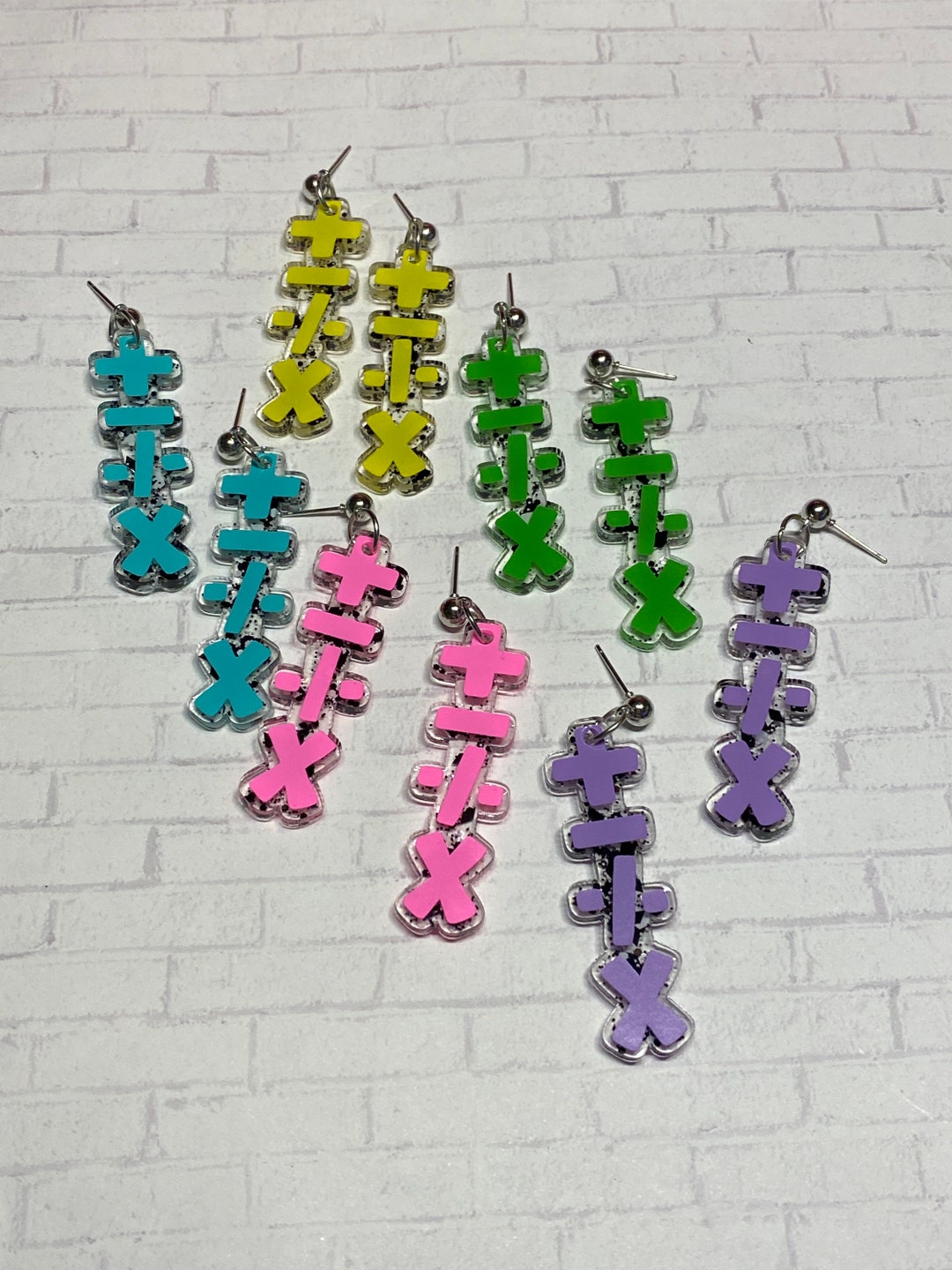 Cute Math Earrings, Math Symbol Dangle Earrings, Math Teacher Clip on ...