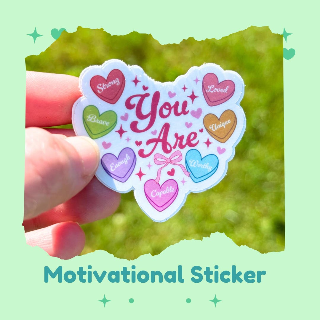 Pastel Hearts Affirmation Sticker: Positive Mental Health Vinyl Decal ...