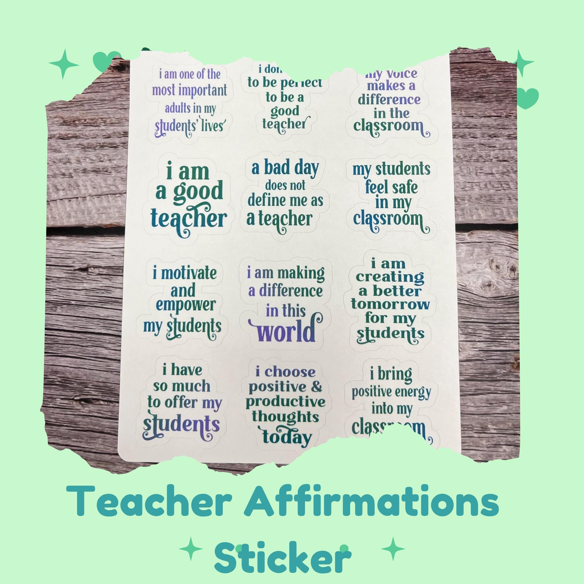 Teacher Affirmation Sticker Sheet: Motivational Planner Decals ...