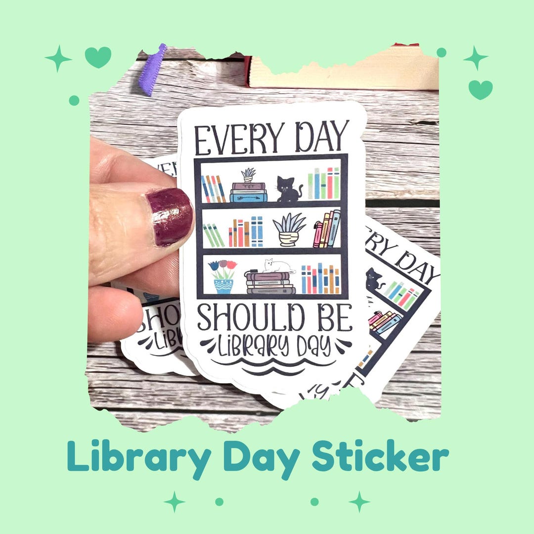 Library Day Bookshelf Sticker: Vinyl Decal for Book Lovers - Etsy