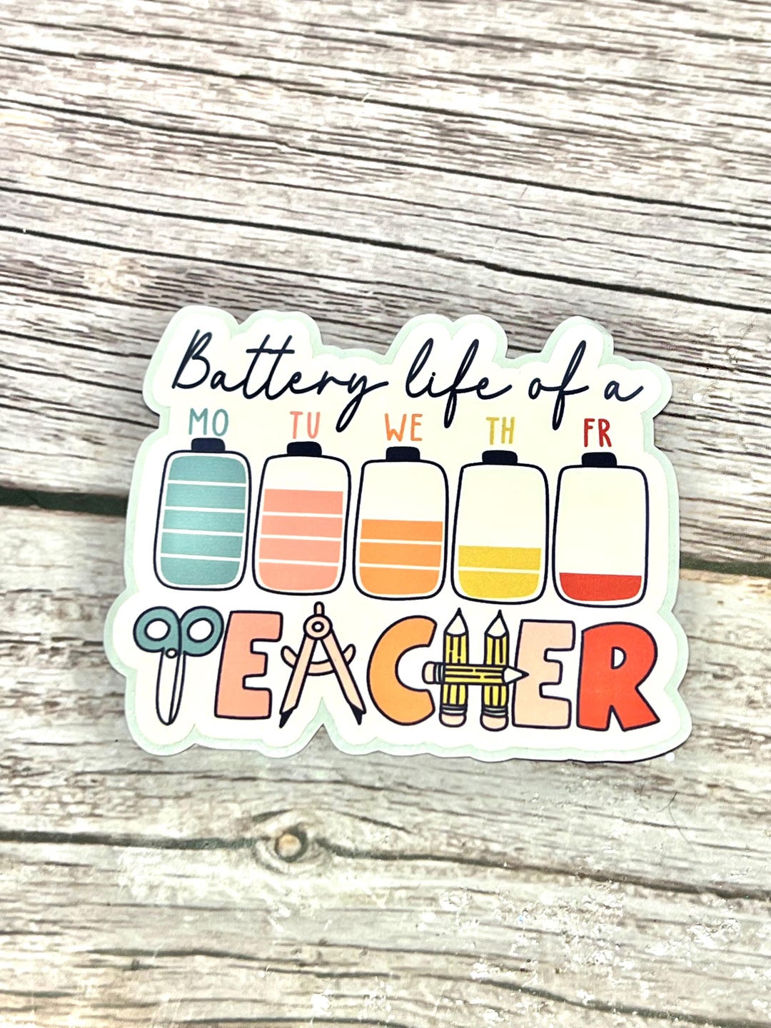 Teacher Battery Life Sticker, Funny Educator Gift, New Teacher, Back to ...