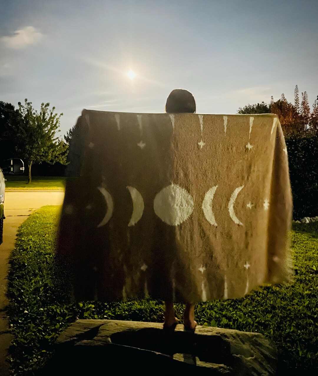 XL Moon Phase Mexican Blanket. Multi Color Front With Super Soft Minky ...