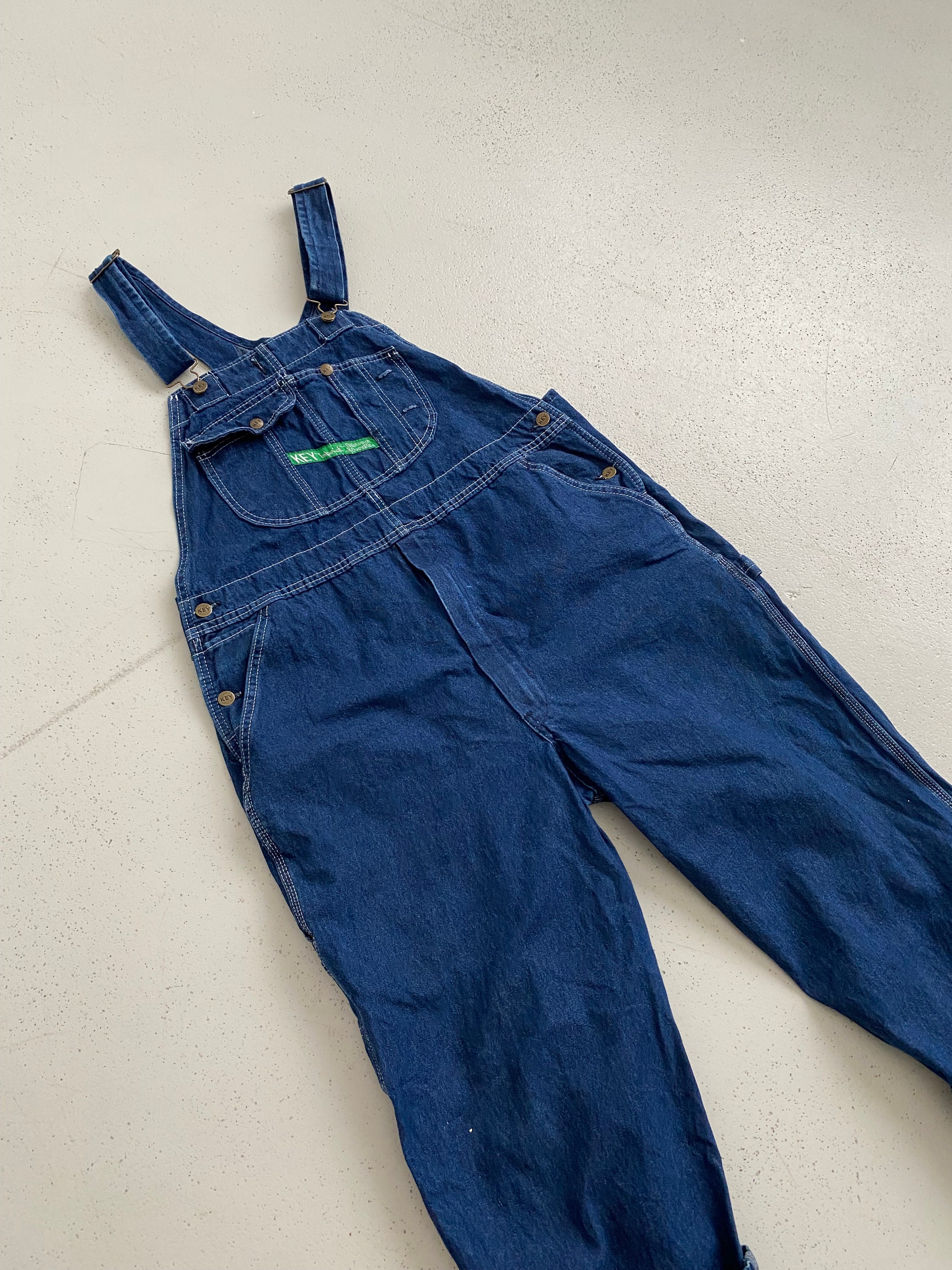 Vintage Dark Wash Denim KEY Overalls, American Vintage, Dungarees, One ...