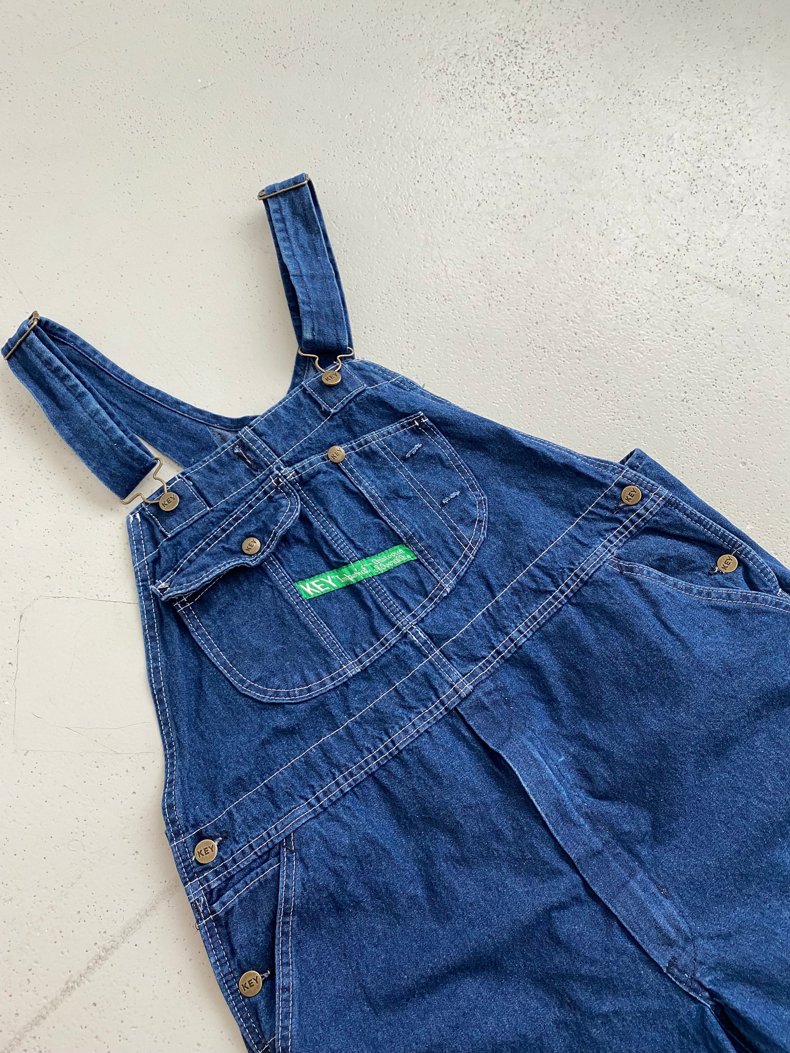 Vintage Dark Wash Denim KEY Overalls, American Vintage, Dungarees, One ...