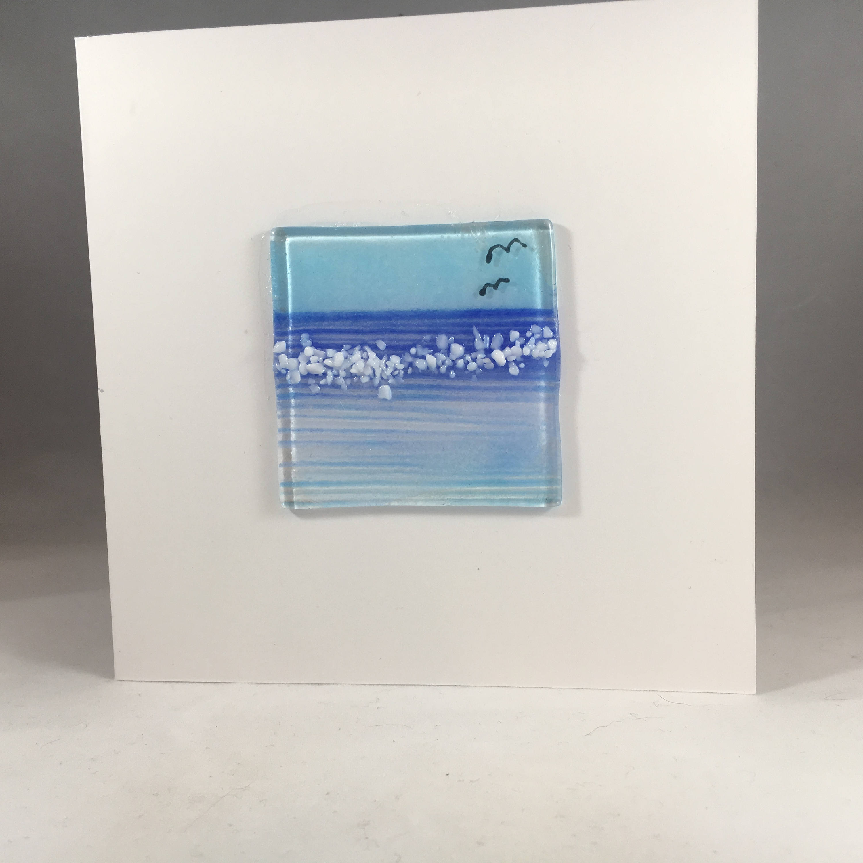 Fused Glass Greeting Card Handmade Sea Scene Nautical | Etsy