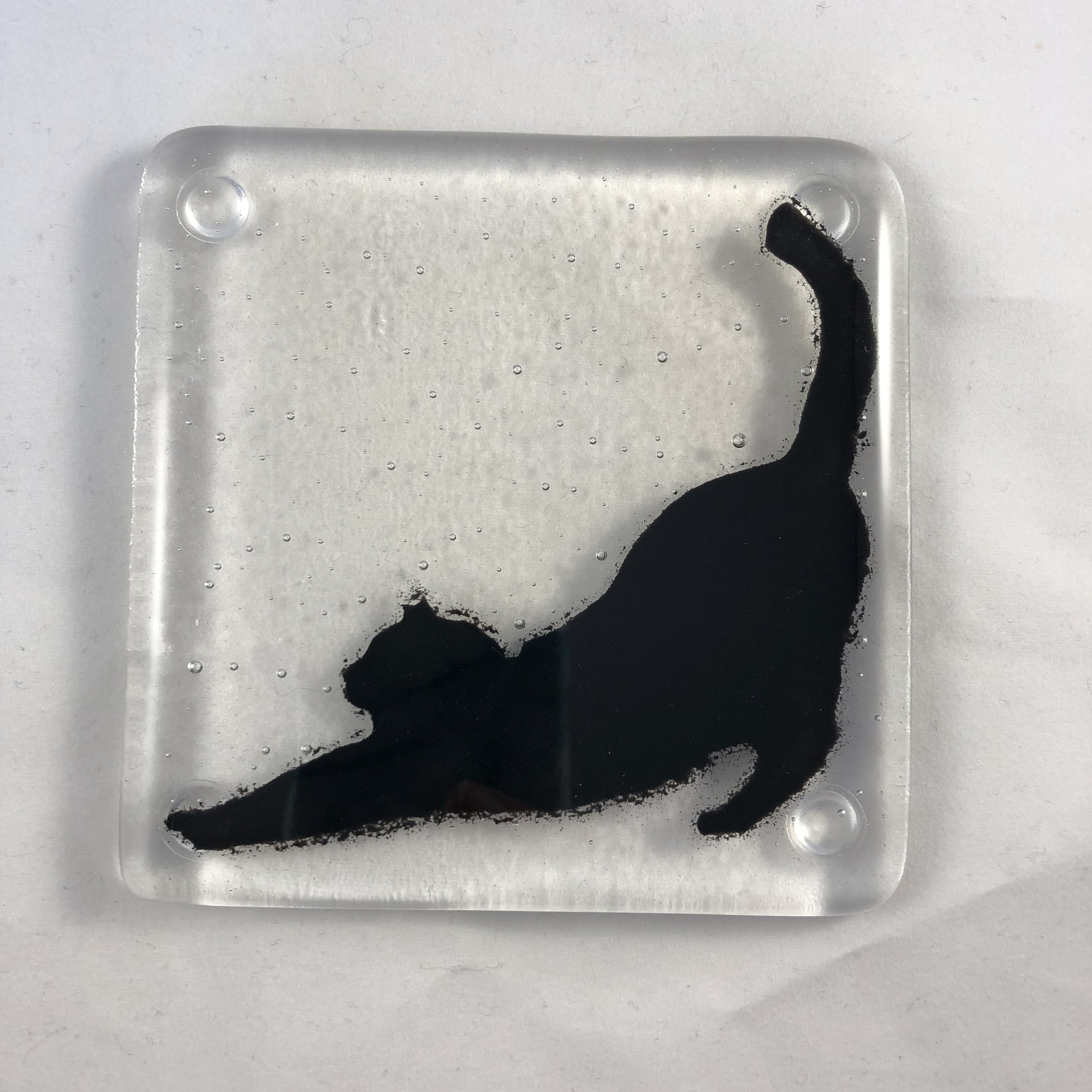 Drinks Coasters, Cat Themed. Fused Glass, Black Cats, Gift, Present ...