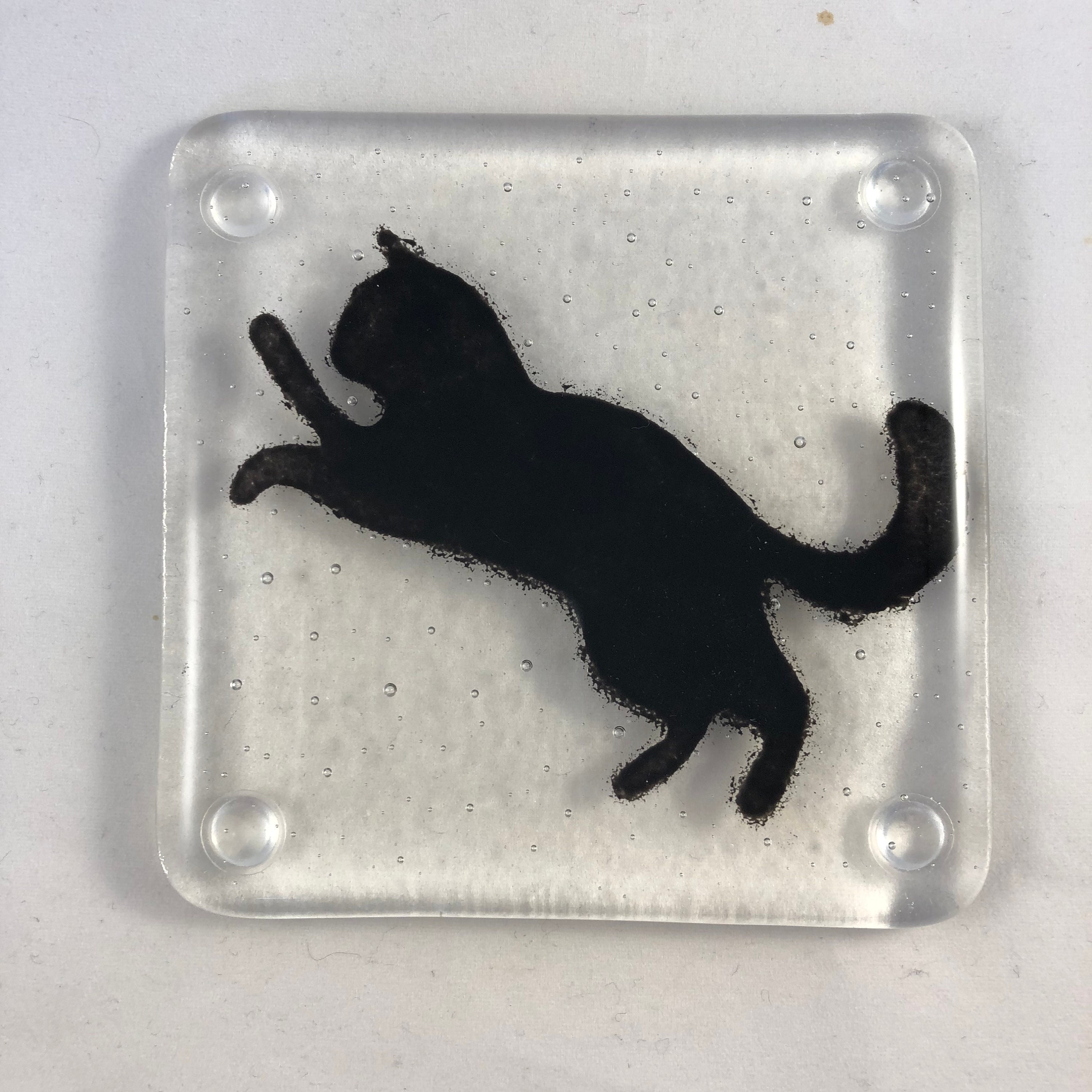 Drinks Coasters, Cat Themed. Fused Glass, Black Cats, Gift, Present ...