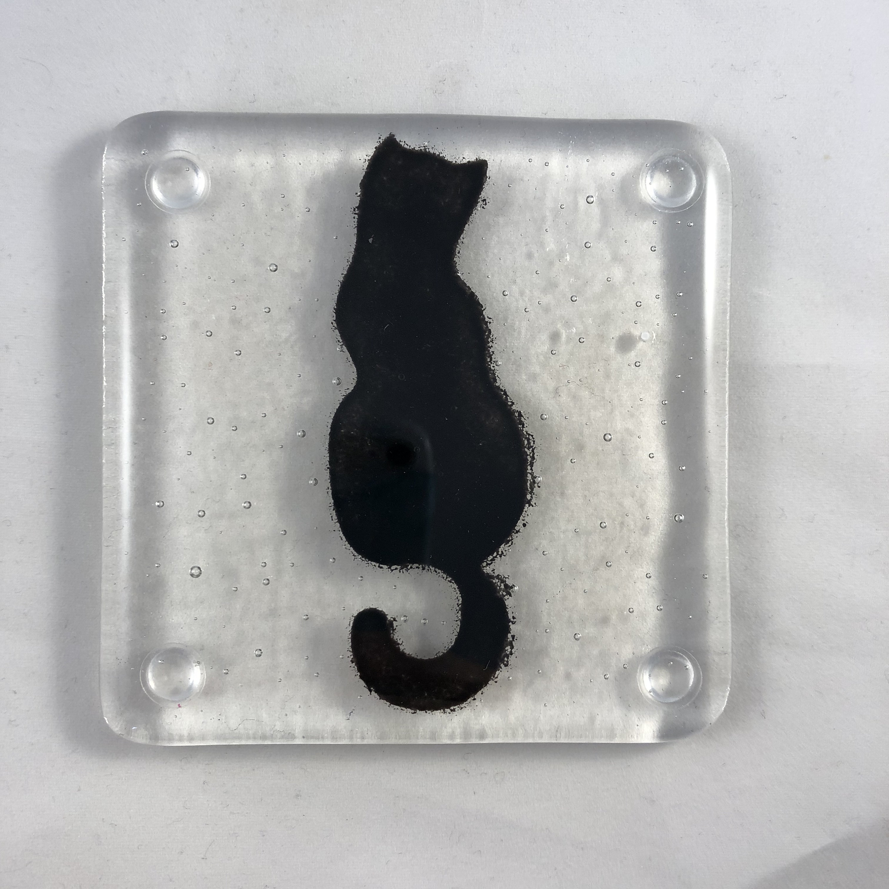 Drinks Coasters, Cat Themed. Fused Glass, Black Cats, Gift, Present ...