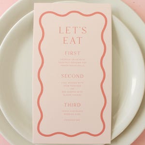 Wavy Wedding Menu, Wedding Menus, Custom Wedding Menu, Wavy Border ...
