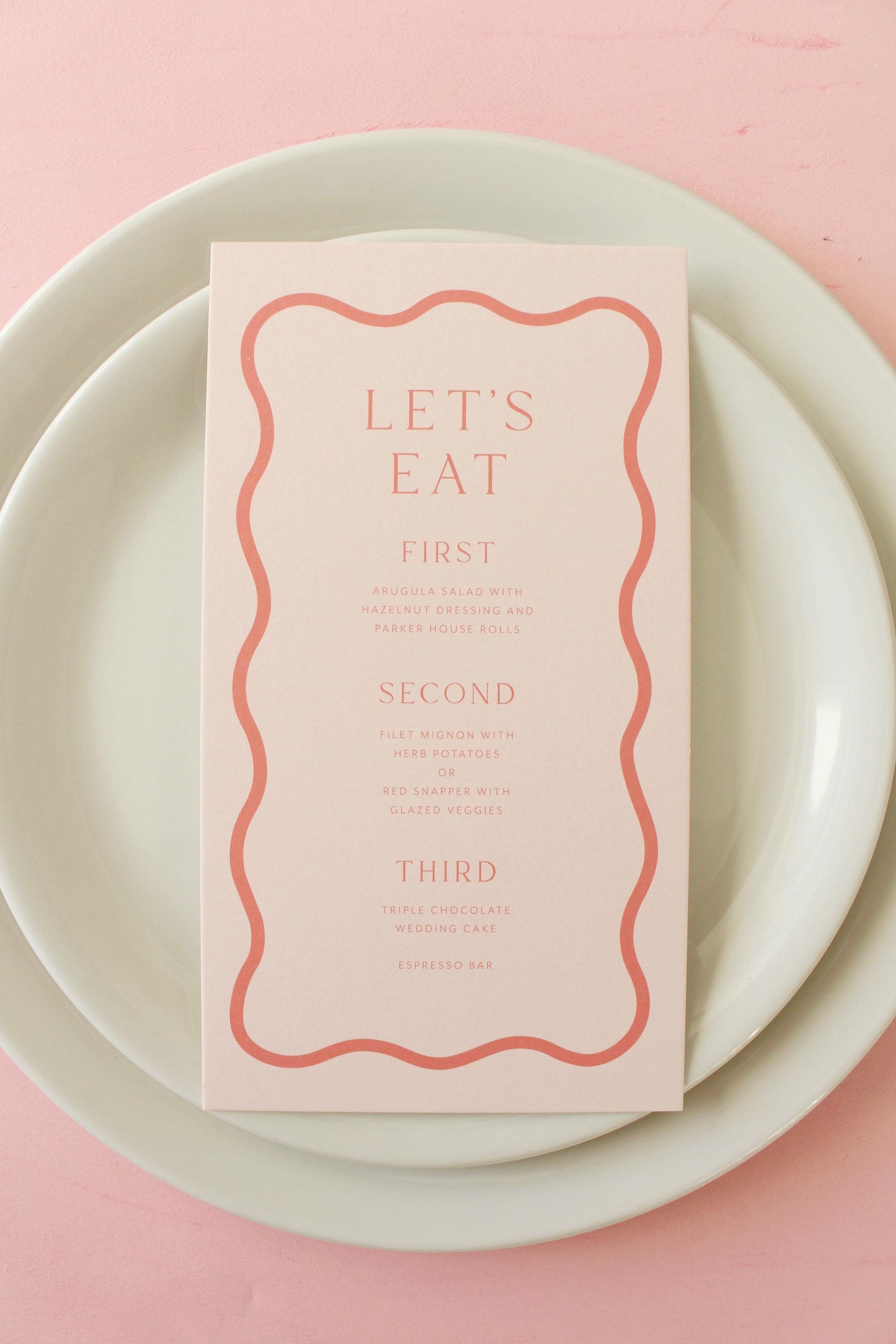 Wavy Wedding Menu, Wedding Menus, Custom Wedding Menu, Wavy Border ...