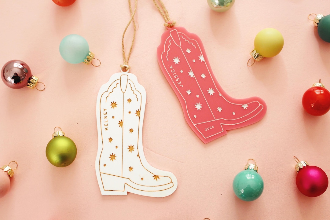 Cowgirl Boot Ornament, Cowgirl Christmas, Cowboy Boot Ornament, Western ...