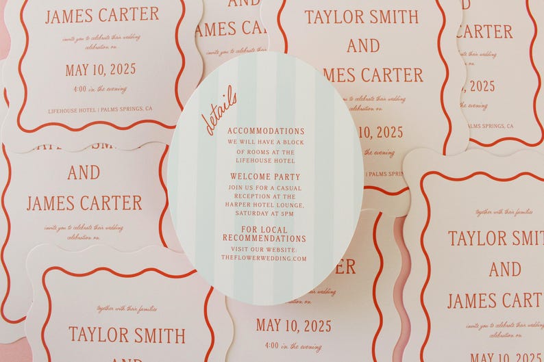 Wavy Invitation- Wavy, Striped, Colorful Wedding Invitation - Etsy