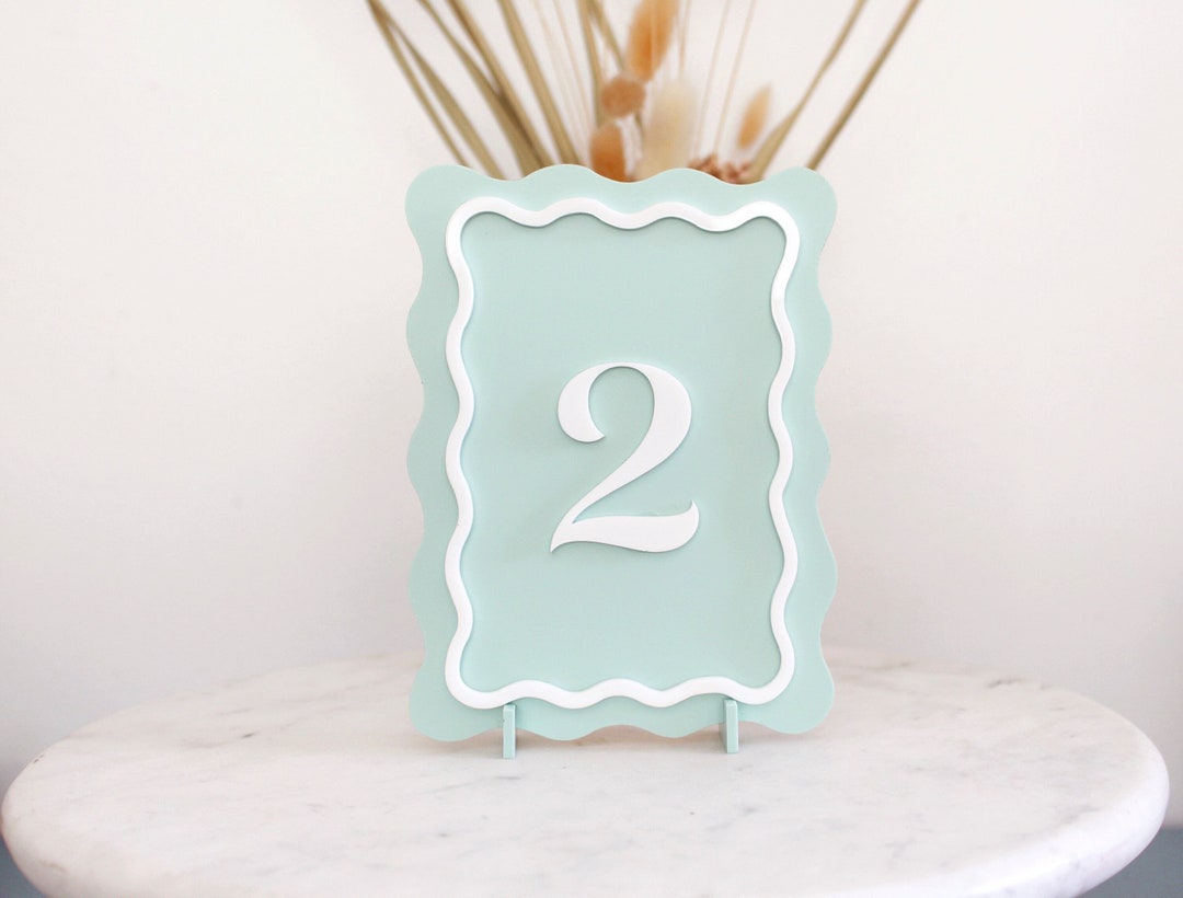 Wavy Table Numbers, Acrylic Table Numbers, Wavy Wedding Sign, Wedding ...