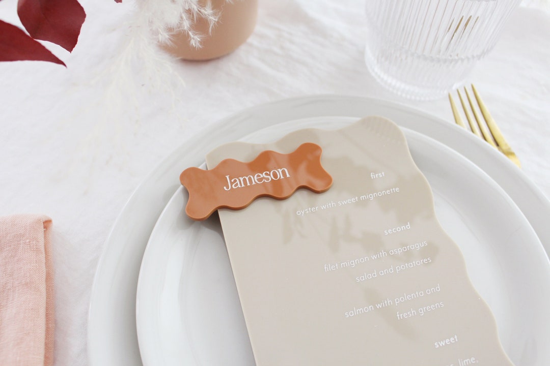 Acrylic Place Cards, Wavy Place Cards, Laser Cut Place Names, Laser Cut ...