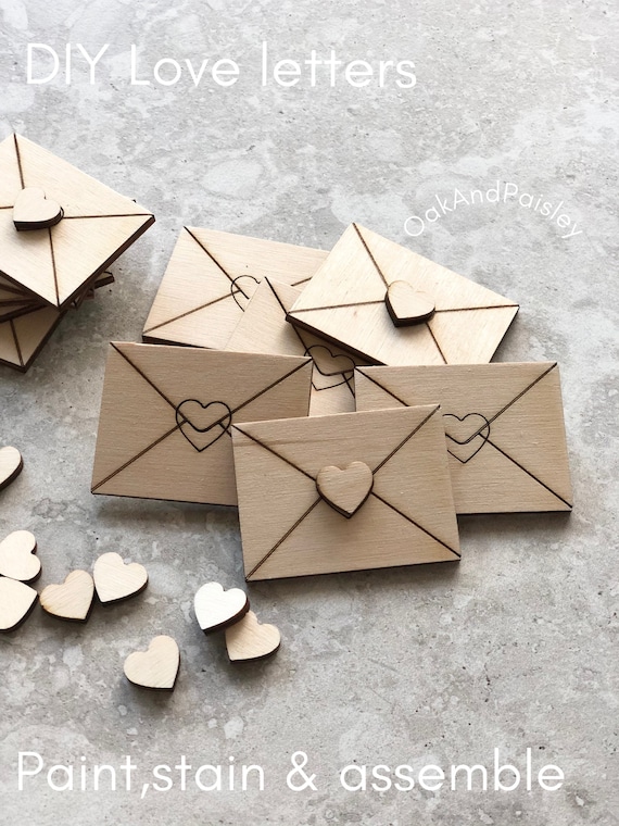 DIY HEART ENVELOPES Love Letter Blank Set Unfinished - Etsy