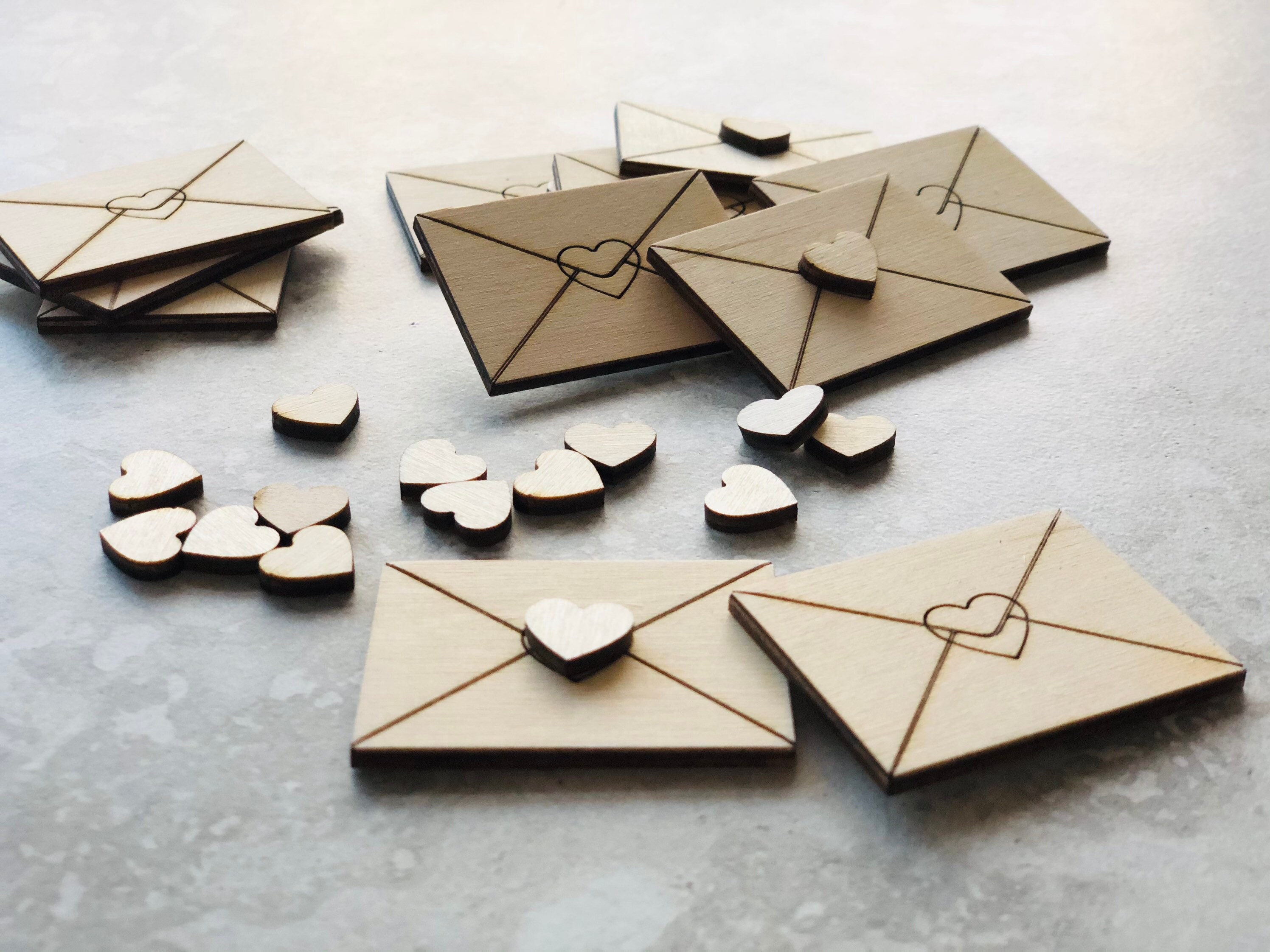 DIY HEART ENVELOPES | Love Letter | Blank Set | Unfinished 1/8" Wood ...