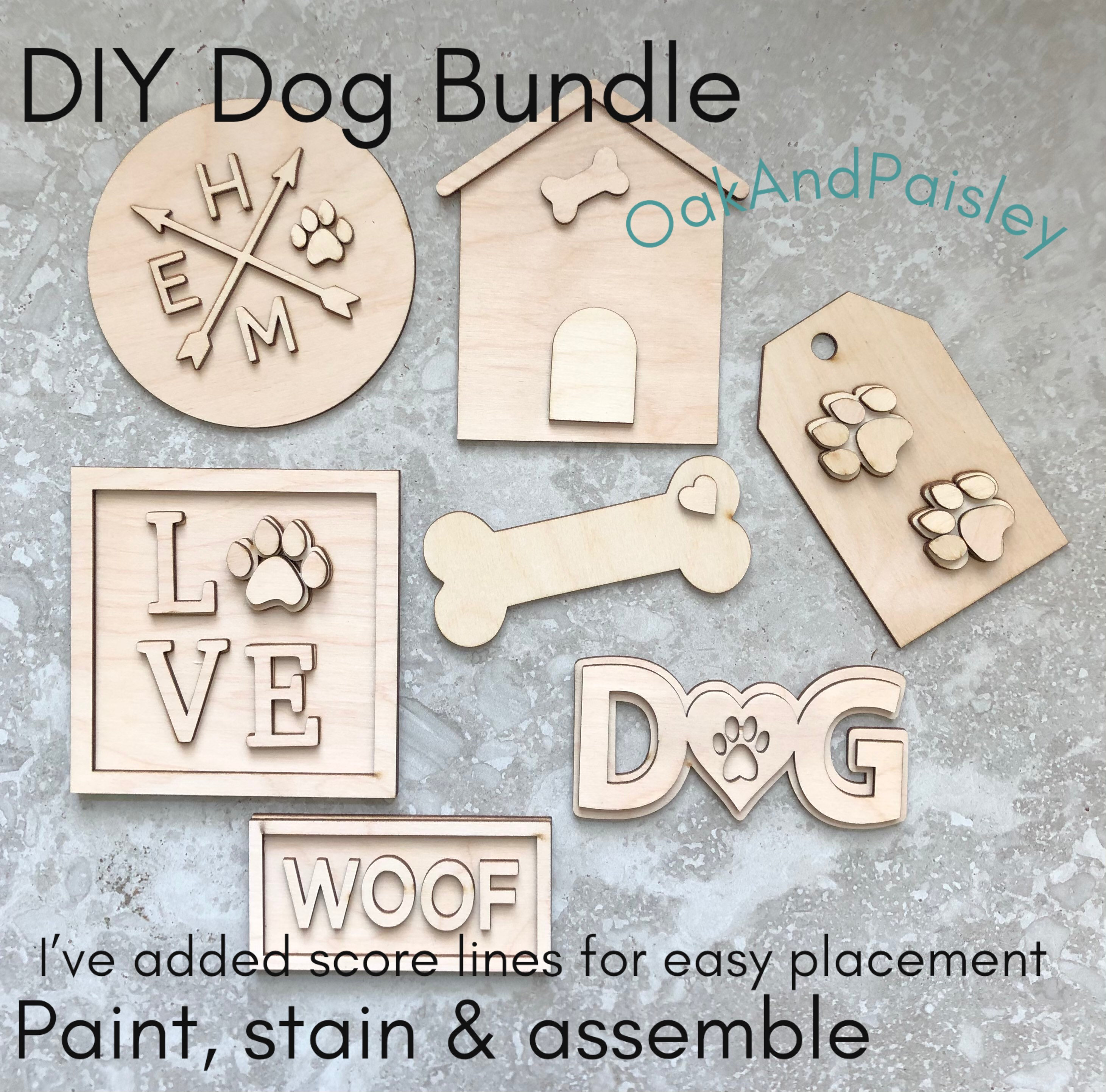 DIY DOG Bundle Blank Set Unfinished 1/8 Wood Wooden | Etsy