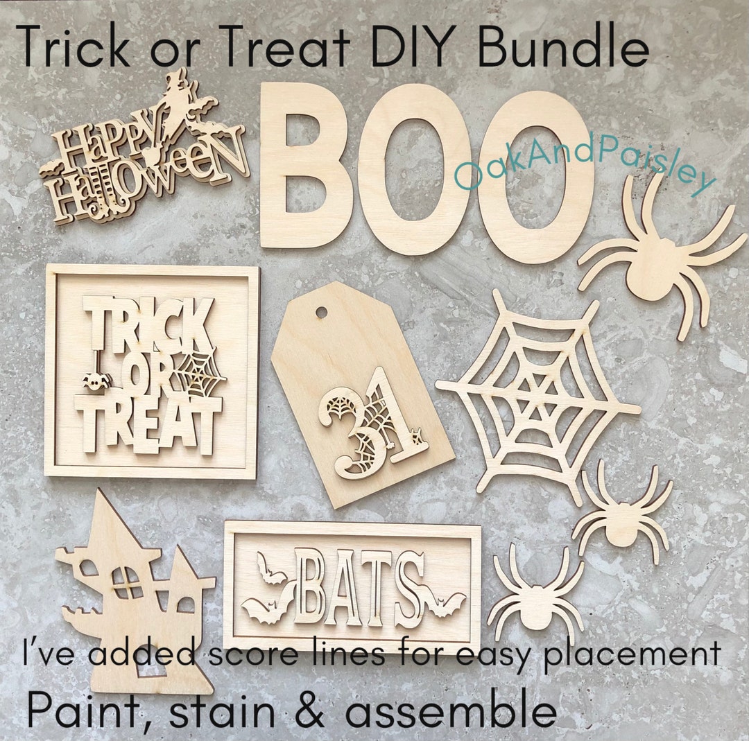 DIY Trick or Treat Bundle | Halloween Tier Tray |blank Set | Unfinished ...