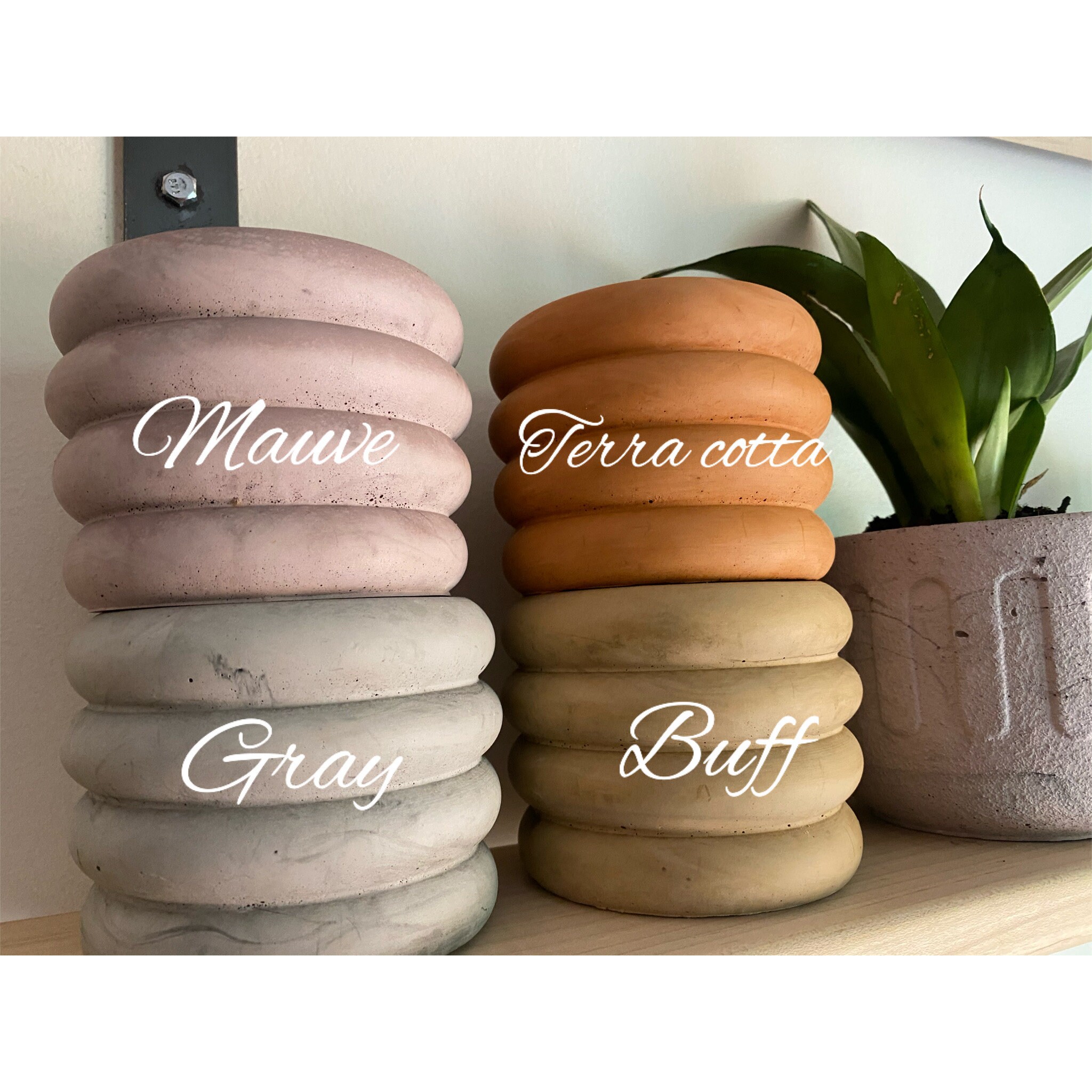 Terra Cotta Cement Stacked Minimalist Planter Handmade | Etsy