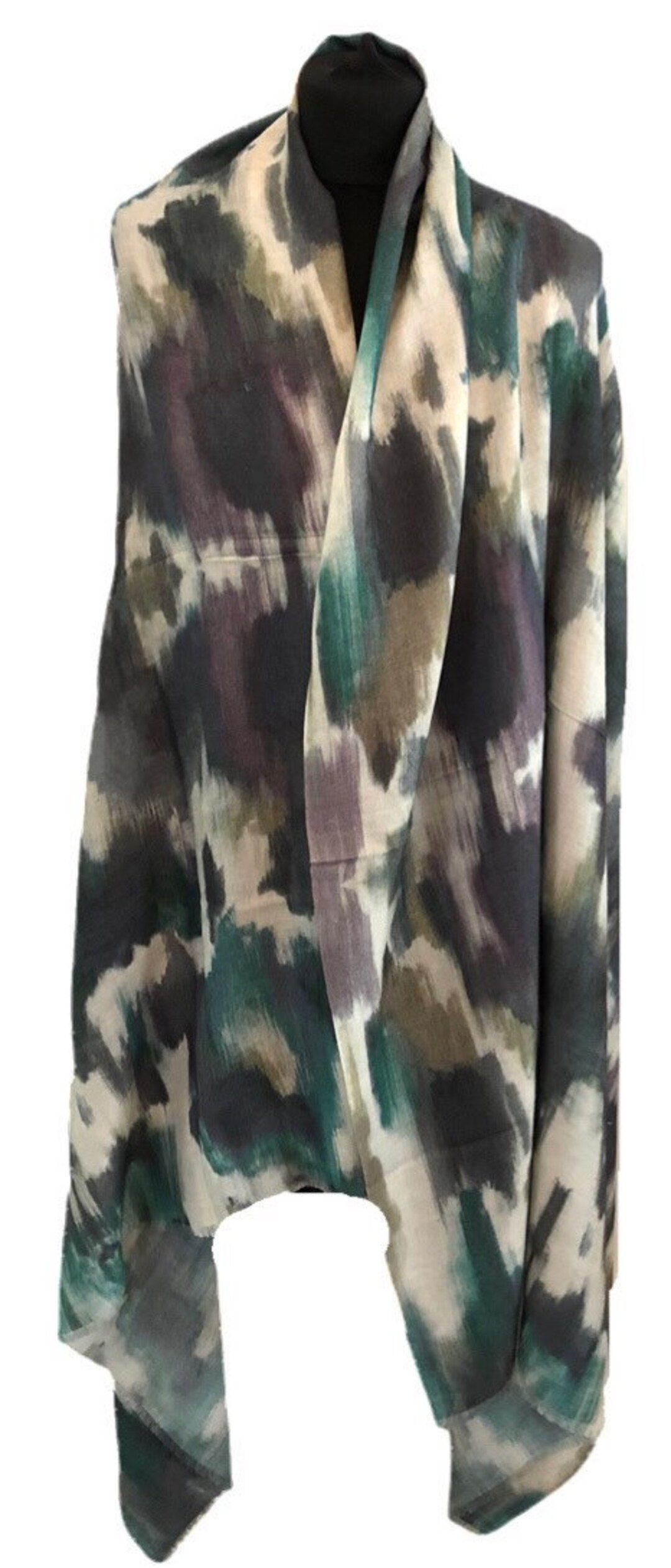 Impresión digital Cashmere & Silk Blend Chal Grande - Etsy España