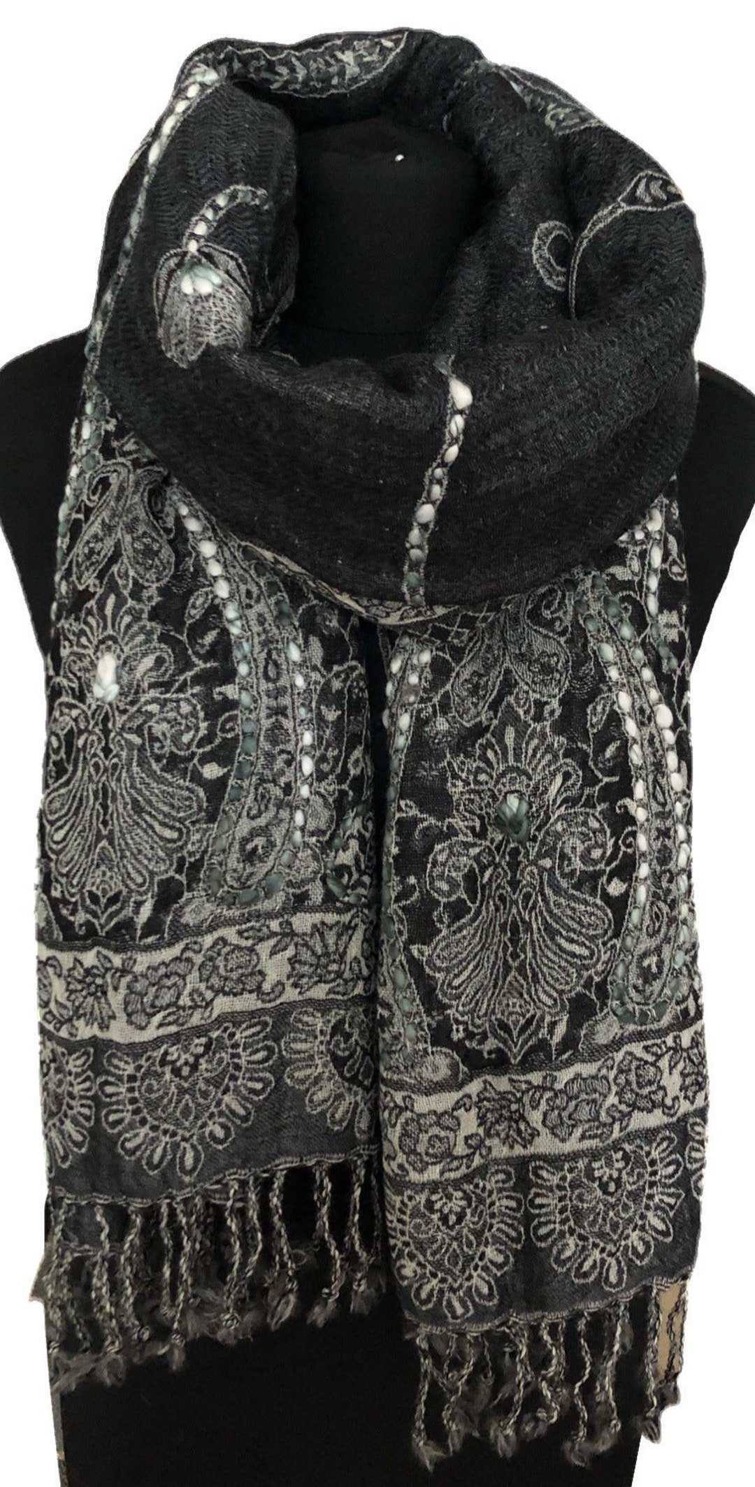 Hand Embroidered Reversible Cut Away Merino Shawl - Etsy