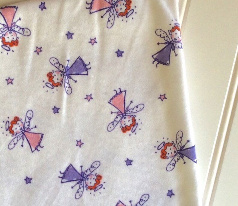 Interlock-Knit-Cotton-Angels-PInk-Purple-Stars-Fabric-By-The-Y | Etsy
