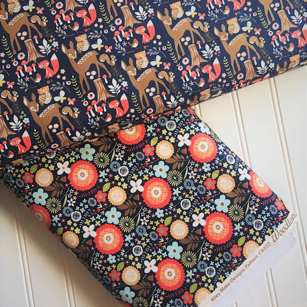 Woodland Animals in Trees Fabric - Etsy