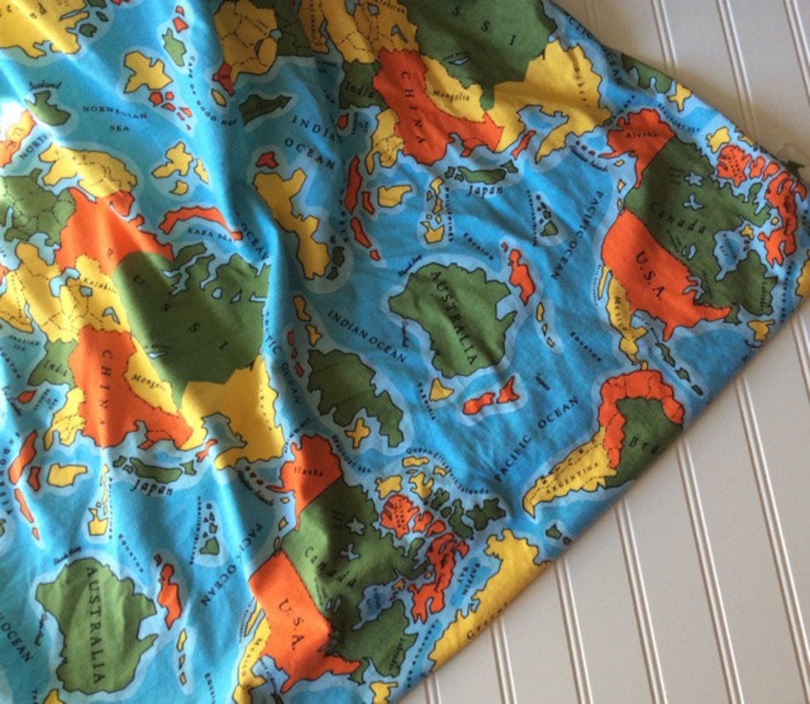 Interlock-knit-cotton-world-map-fabric-by-the-yard-aqua-blue-o - Etsy