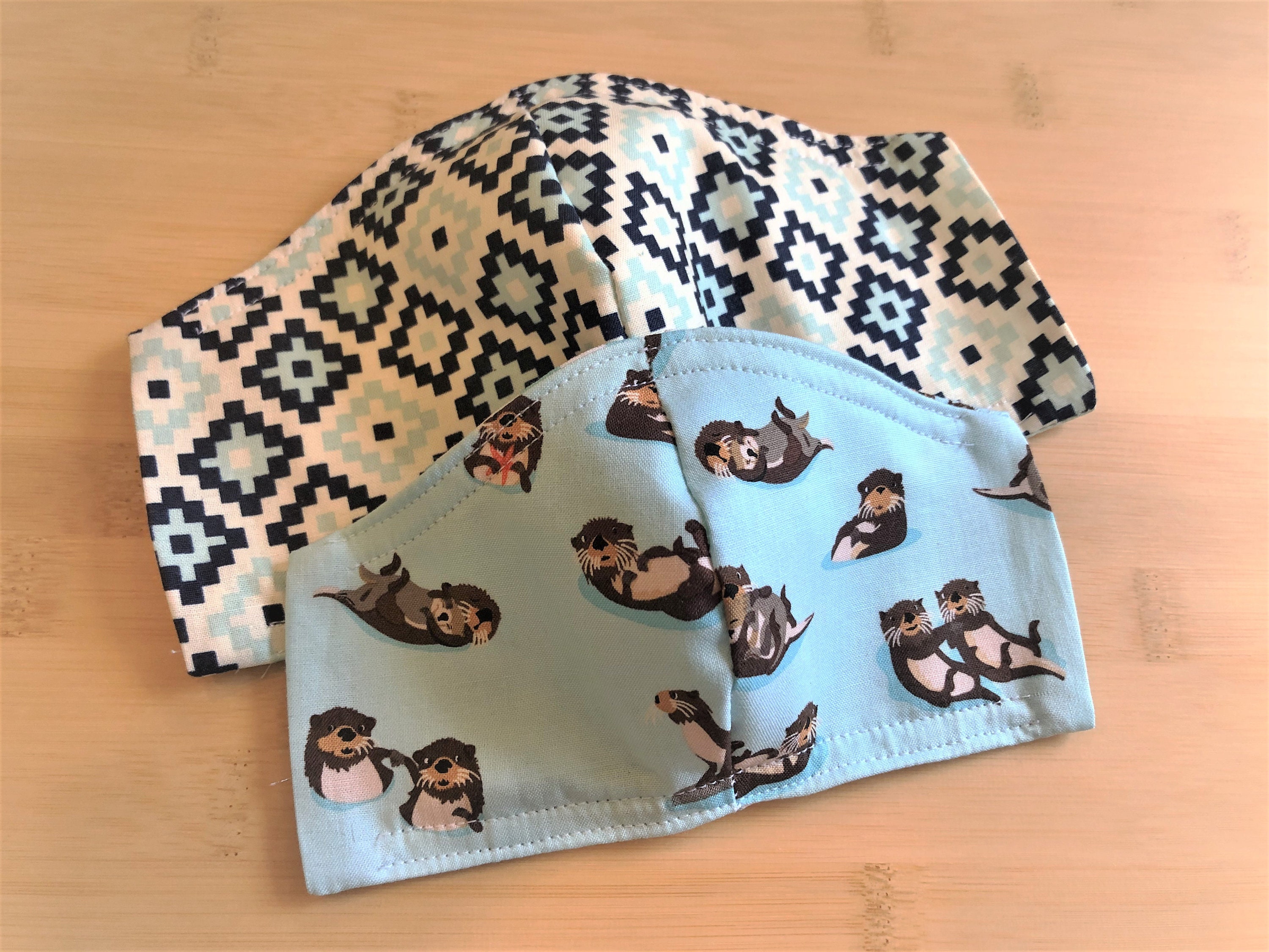 Face-mask-aqua-otters-gods-eye-adult-kids-filter-pocket-cotton | Etsy