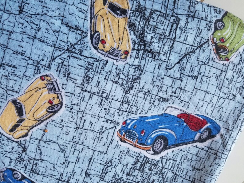 Interlock-knit-cars-vintage-road-map-fabric-by-the-yard-marcus - Etsy