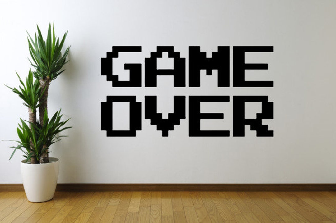 Game Over Vinyl Wall Decal Sticker, Wall Decal, Wall Art, Wall Sticker ...