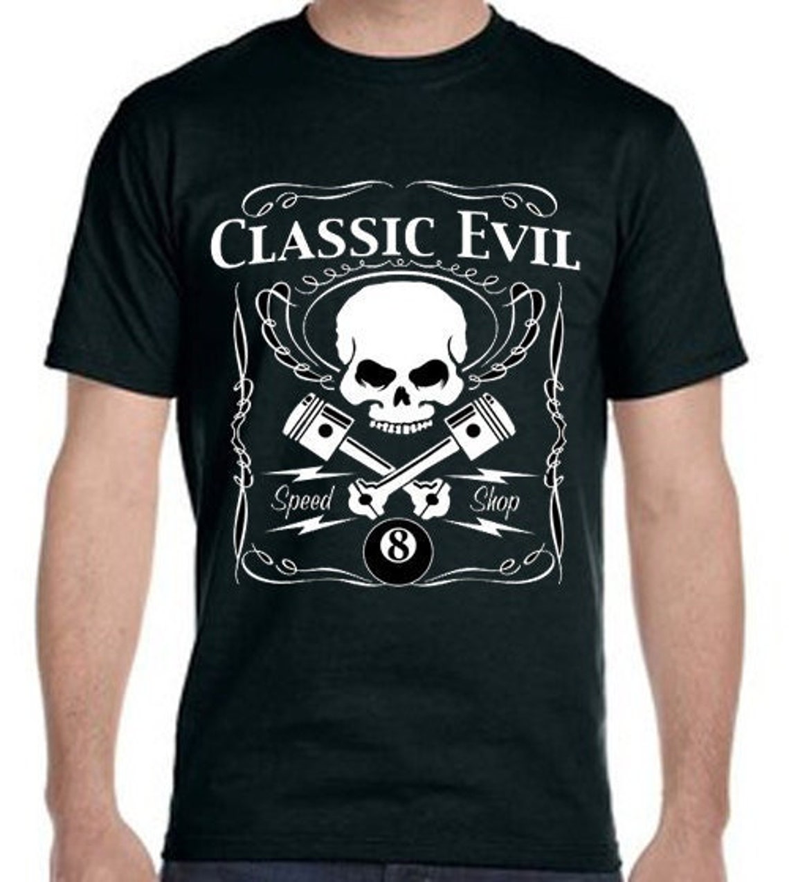 Classic Evil Skull Speed Shop T-shirt, Custom Graphic Tee, 100% Cotton ...