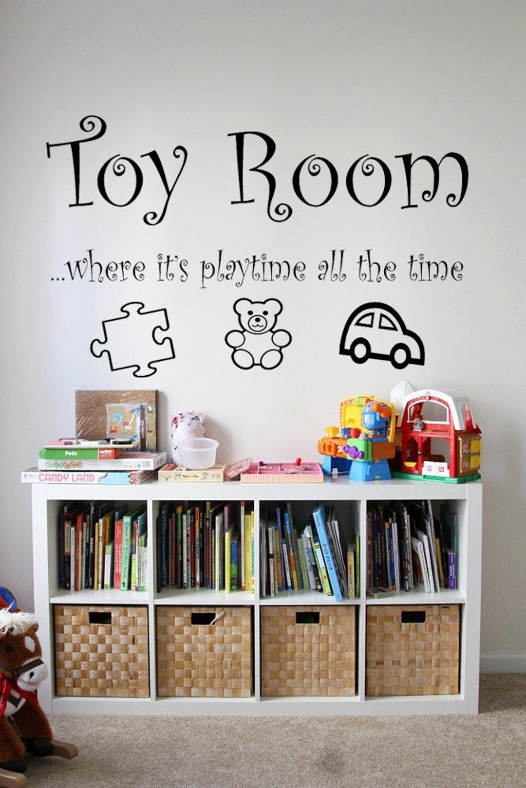 Toy Room ... Where It's Playtime All the Time Vinyl Wall Sticker, Wall ...