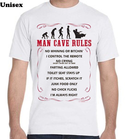 Man Cave Rules T-shirt, Novelty Graphic Tee - Etsy