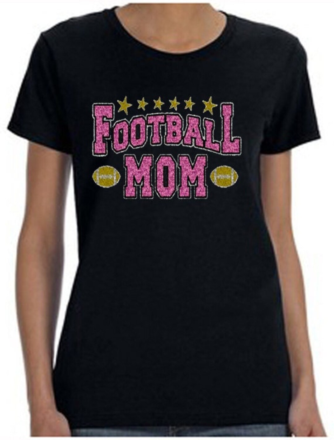 Football Mom Pink Glitter Tee-shirt Glitter Shirt Womens Clothing ...