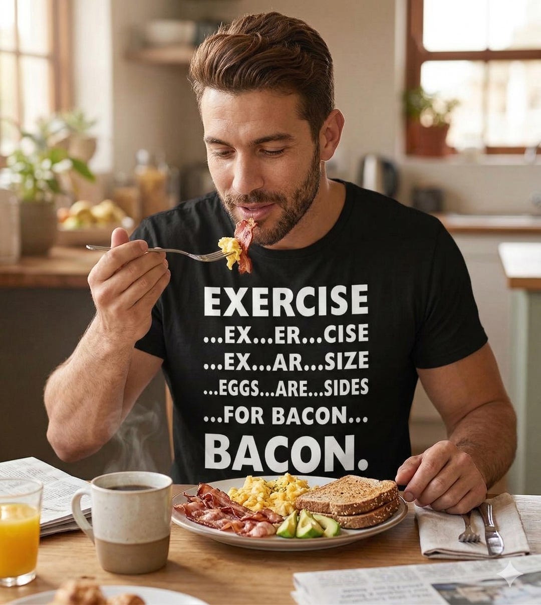 Funny Bacon Lover Exercise Shirt, 100% Cotton Graphic Tee - Etsy