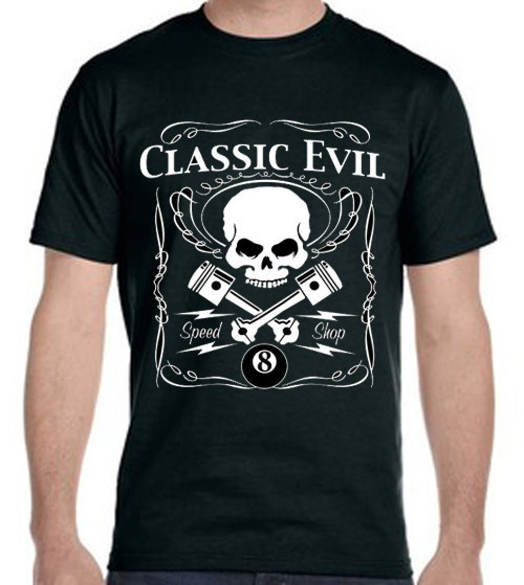 Classic Evil Speed Shop Tee-shirt, Skull Tee Shirt, Custom Graphic Tee ...