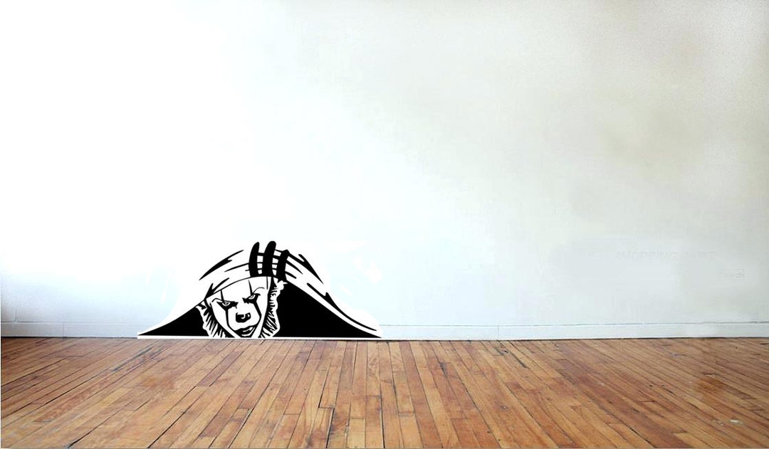 Creepy Clown Peaking Decal Sticker, Halloween Decor, Vinyl Wall Decor ...