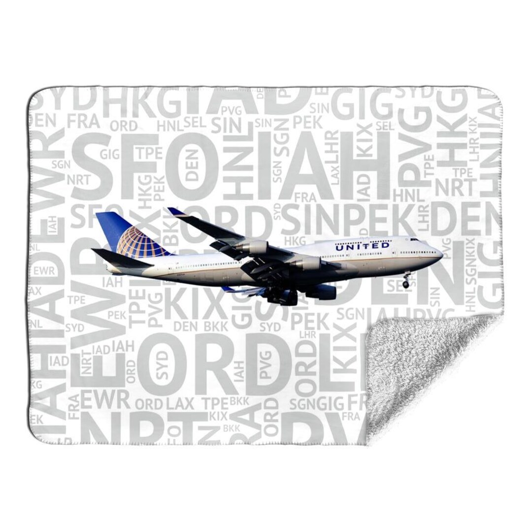 747-400 With Airport Codes - Throw Blanket - Etsy