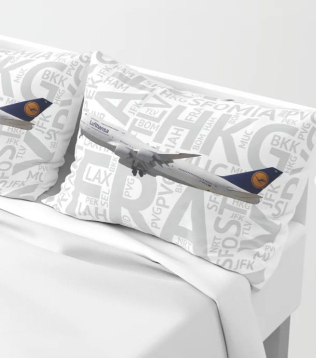 Lufthansa Boeing 747-8 With Airport Codes Pillow Shams - Etsy
