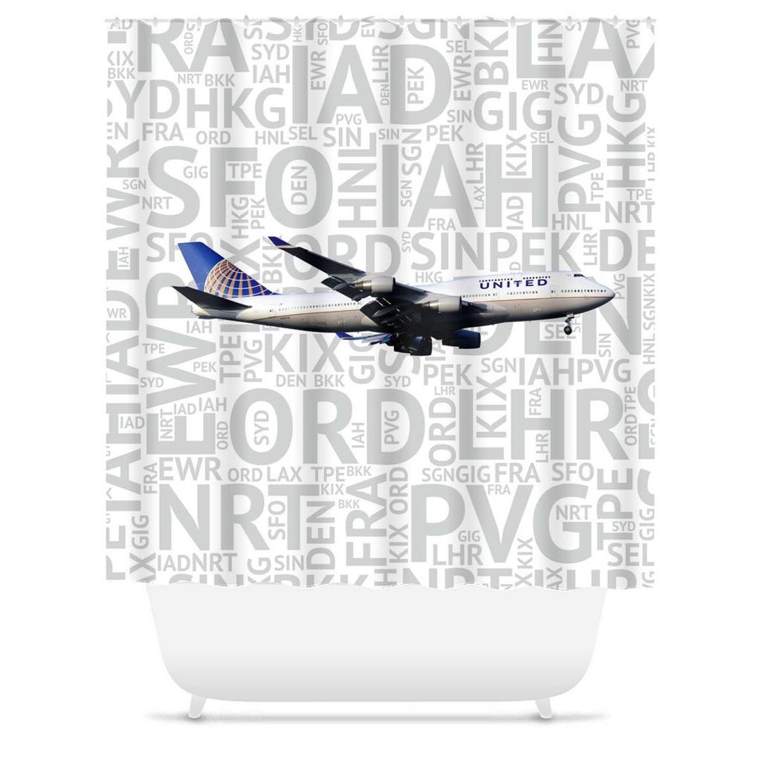Boeing 747 With Airport Codes - Shower Curtain - Etsy