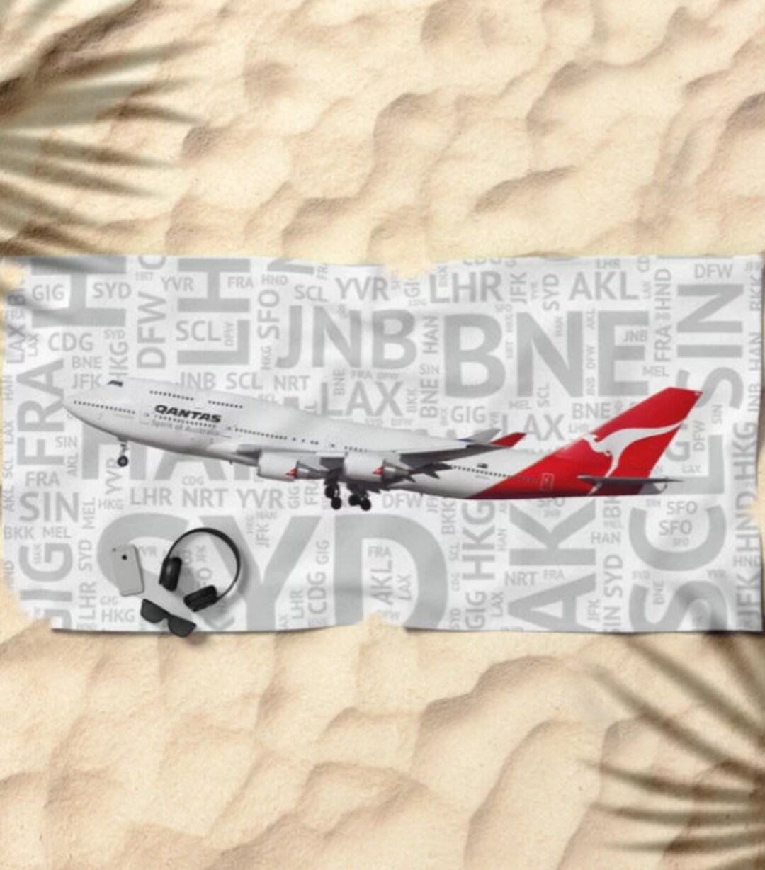 Boeing 747 With Airport Codes Beach Towel - Etsy
