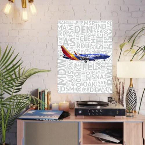 Boeing 737 With Airport Codes Poster - Etsy