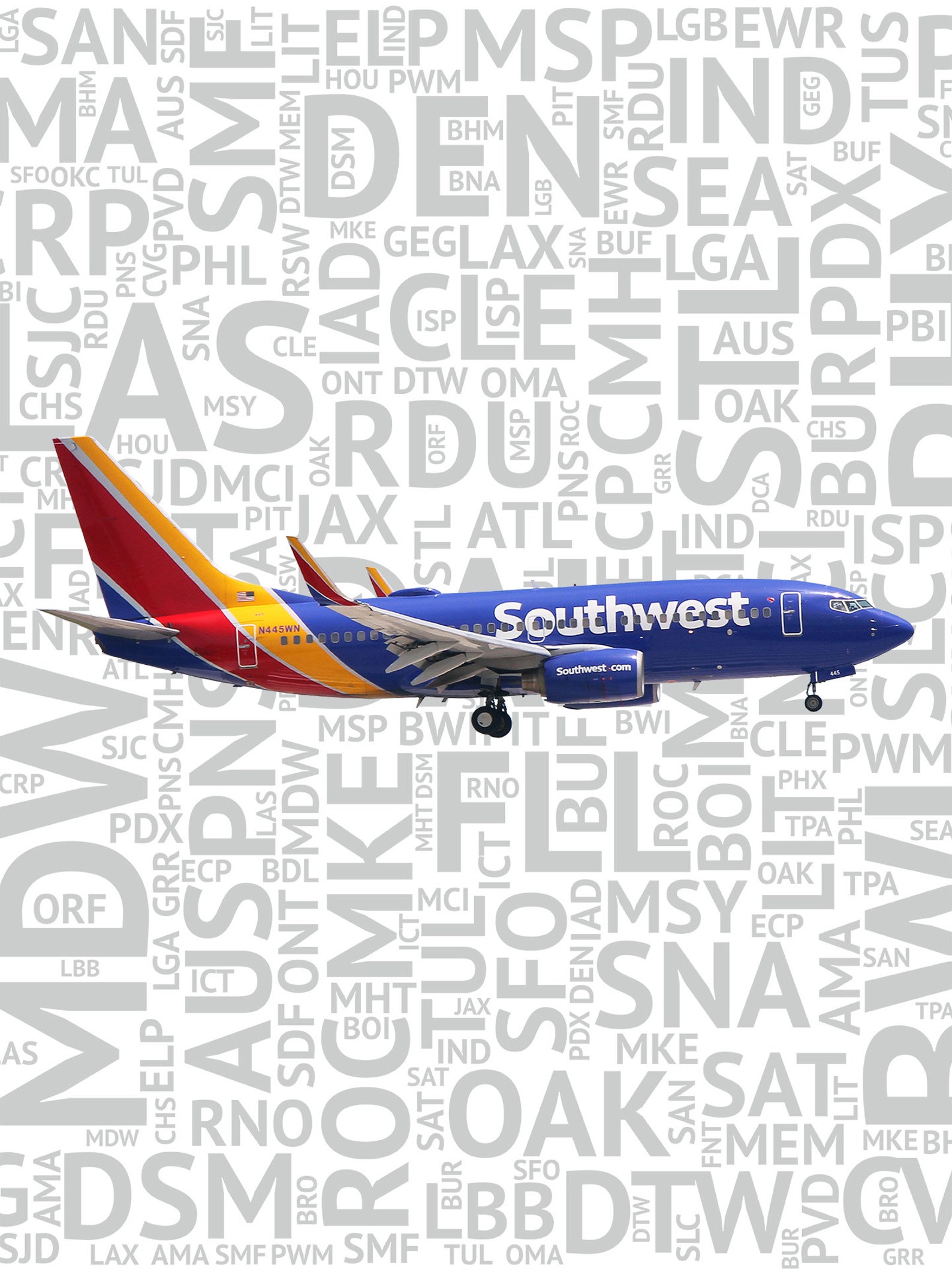 Boeing 737 With Airport Codes Poster - Etsy