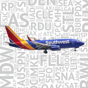 Boeing 737 With Airport Codes - Poster - Etsy