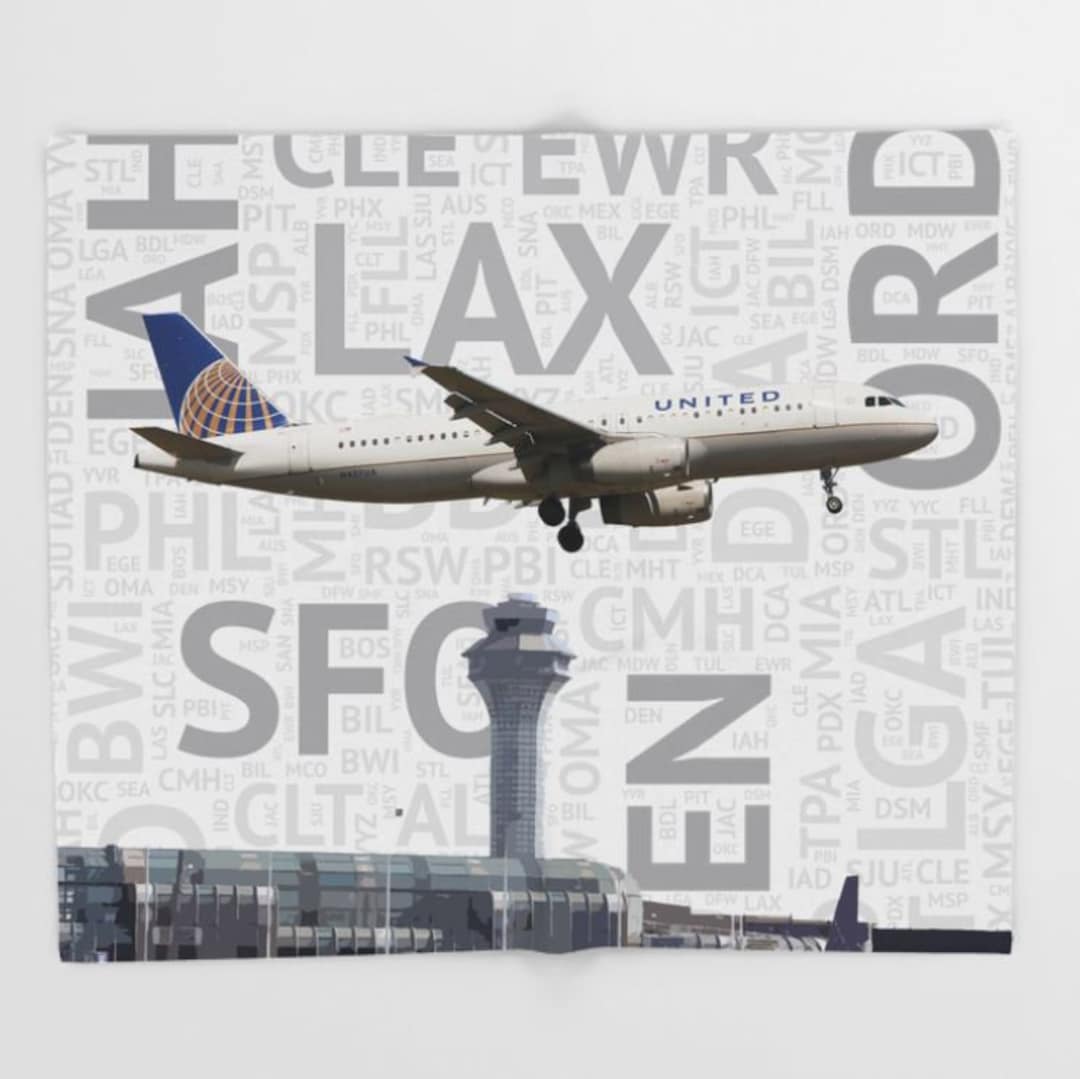 A320 With Airport Codes Over ORD Throw Blanket - Etsy