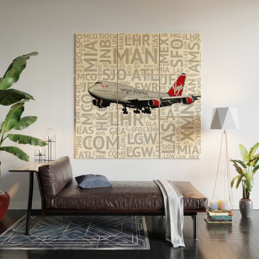 Boeing 747 With Airport Codes Art Multi-piece Wood Wall Art - Etsy